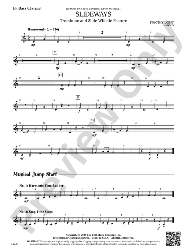 Slideways: B-flat Bass Clarinet: B-flat Bass Clarinet Part: Timothy Loest - Digital Sheet Music ...