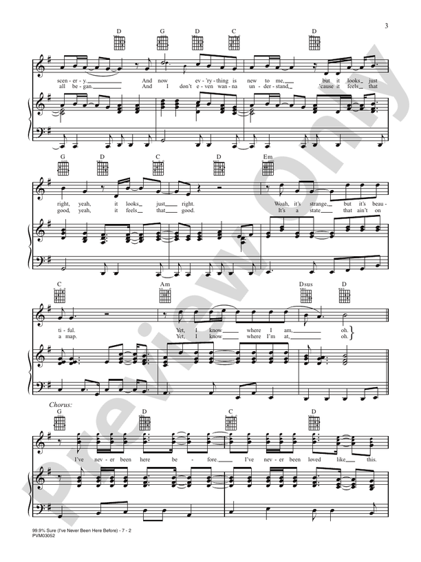 99.9% Sure (I've Never Been Here Before): Piano/Vocal/Chords: Brian ...