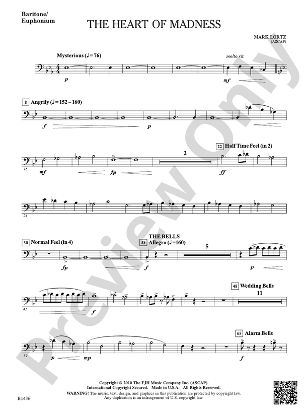 The Heart of Madness: Baritone/Euphonium: Baritone/Euphonium Part: Mark ...