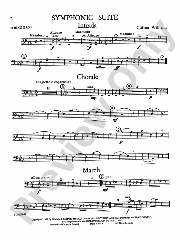 Symphonic Suite: String Bass: String Bass Part - Digital Sheet Music ...