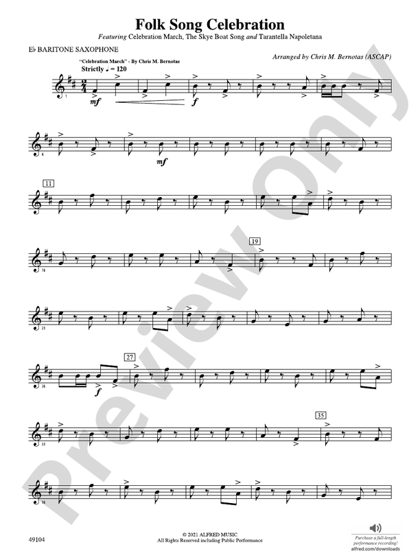 Folk Song Celebration: E-flat Baritone Saxophone: E-flat Baritone Saxophone Part - Digital Sheet ...