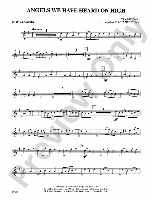 Angels We Have Heard on High: 1st B-flat Clarinet: 1st B-flat Clarinet ...