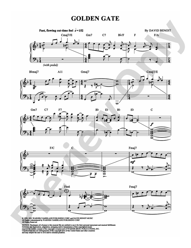 Golden Gate: Piano: David Benoit - Digital Sheet Music Download