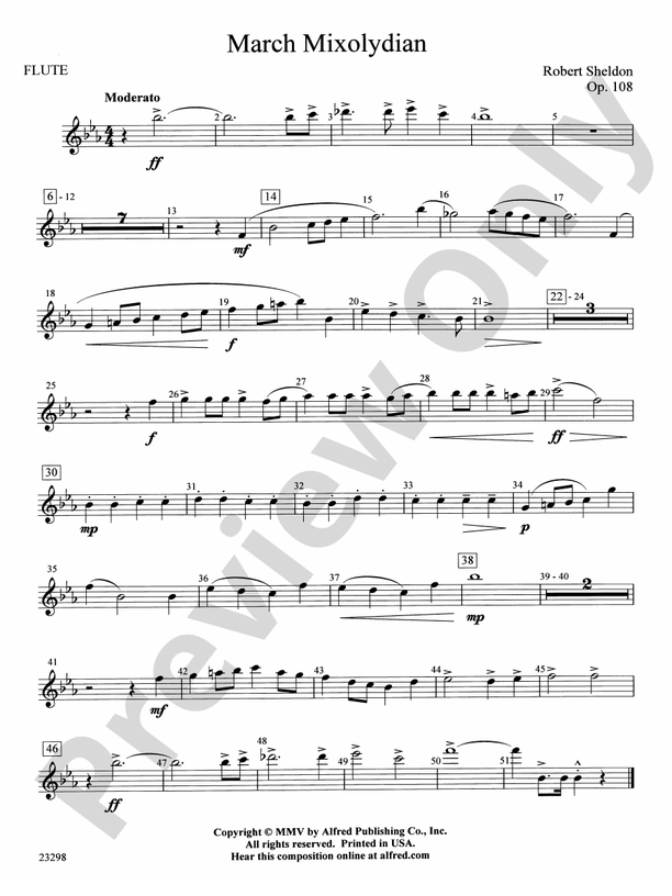 March Mixolydian: Flute: Flute Part - Digital Sheet Music Download