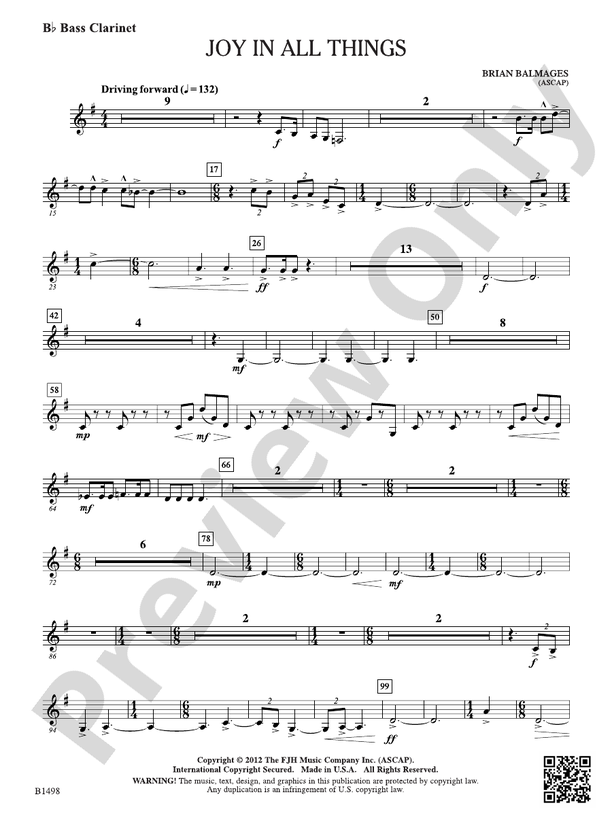 Joy in All Things: B-flat Bass Clarinet: B-flat Bass Clarinet Part ...