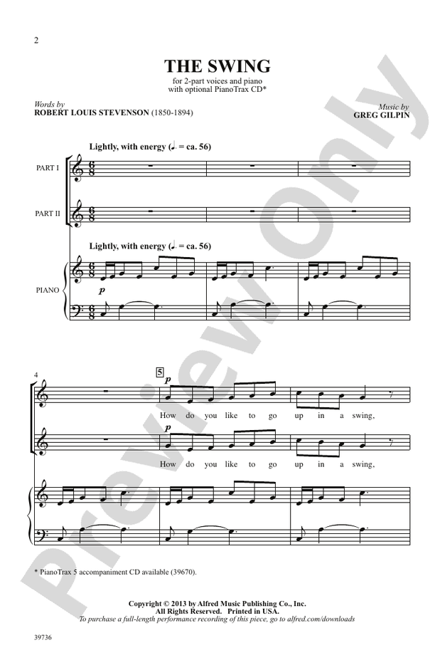 The Swing: 2-Part Choral Octavo: Greg Gilpin - Digital Sheet Music Download