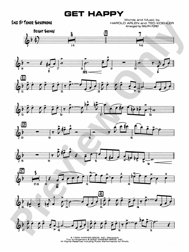 Get Happy: 2nd B-flat Tenor Saxophone: 2nd B-flat Tenor Saxophone Part - Digital Sheet Music ...