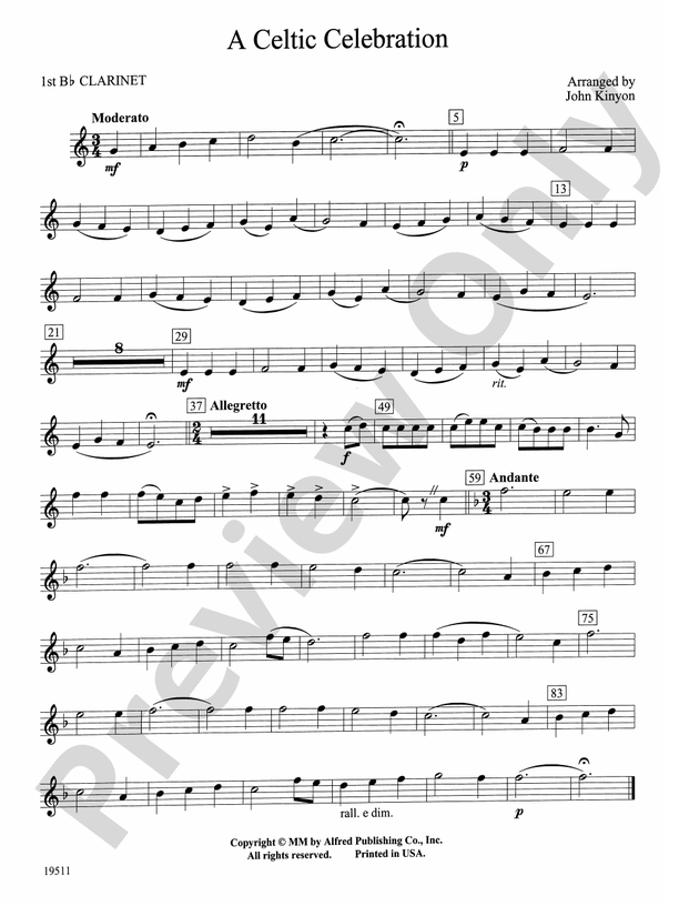 A Celtic Celebration: 1st B-flat Clarinet: 1st B-flat Clarinet Part ...