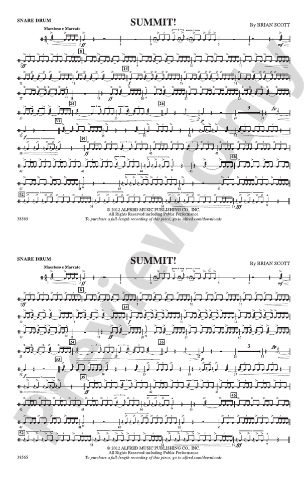 Summit!: Snare Drum: Snare Drum Part - Digital Sheet Music Download