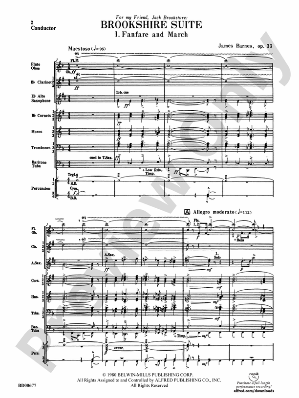 Brookshire Suite: Concert Band Conductor Score & Parts: James Barnes - Digital Sheet Music Download