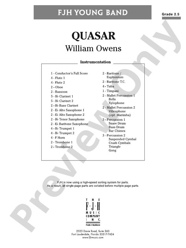 Quasar: Score: Concert Band Score: William Owens - Digital Sheet Music ...