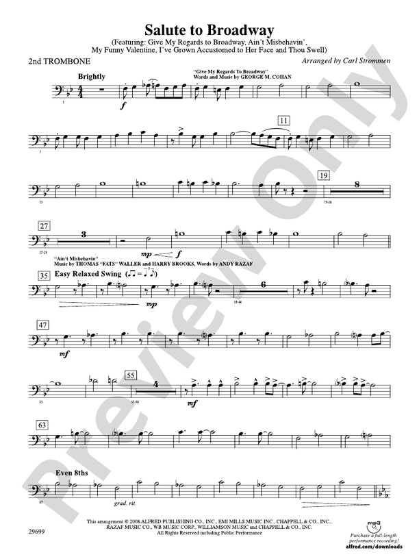 Salute to Broadway: 2nd Trombone: 2nd Trombone Part - Digital Sheet Music Download