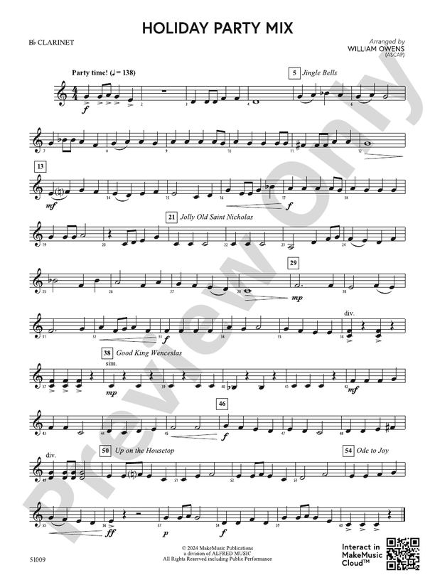 Holiday Party Mix: 1st B-flat Clarinet: 1st B-flat Clarinet Part ...