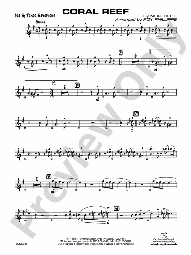 Coral Reef: B-flat Tenor Saxophone: B-flat Tenor Saxophone Part ...