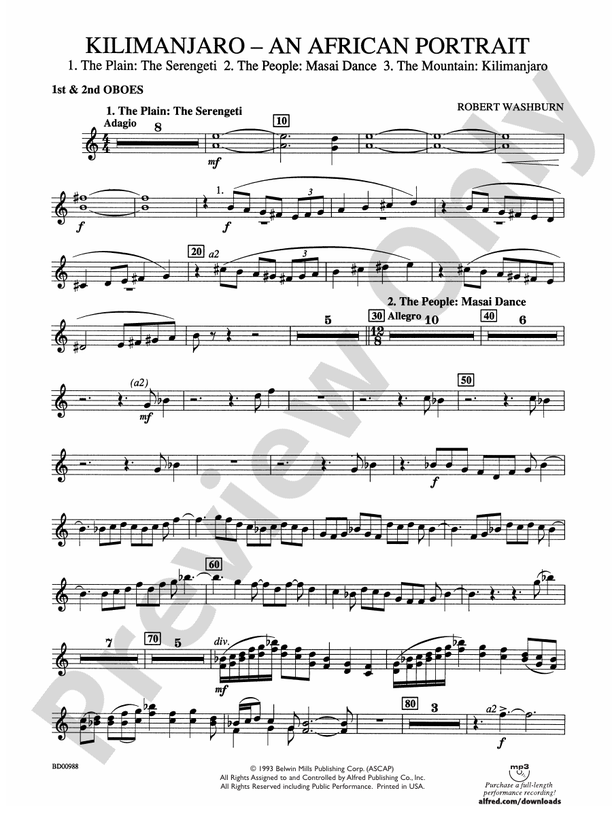 Kilimanjaro: An African Portrait: 1st & 2nd Oboe: 1st & 2nd Oboe Part ...