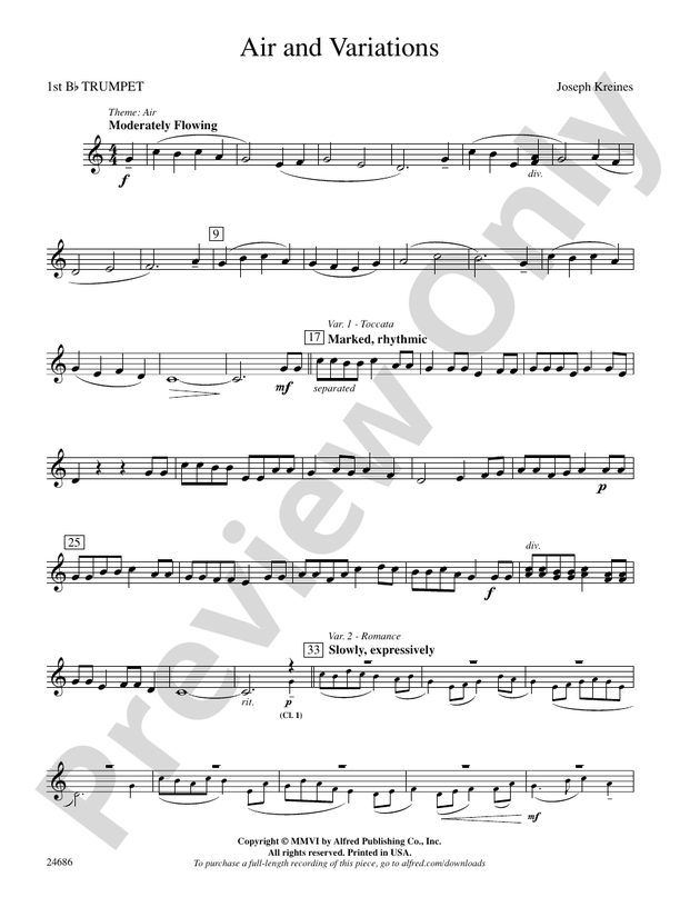 Air and Variations: 1st B-flat Trumpet: 1st B-flat Trumpet Part ...
