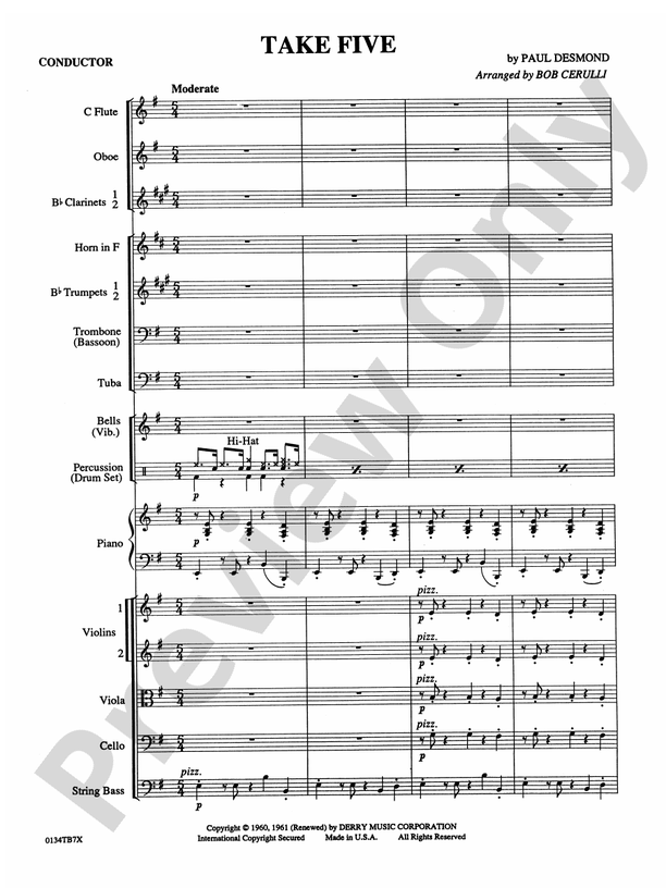 Take Five: Score: Full Orchestra Score - Digital Sheet Music Download