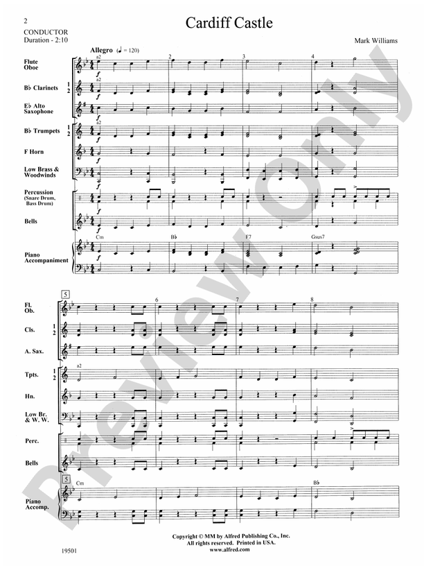 Cardiff Castle: Concert Band Conductor Score & Parts: Mark Williams ...