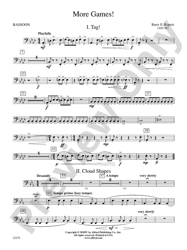 More Games!: Bassoon: Bassoon Part - Digital Sheet Music Download