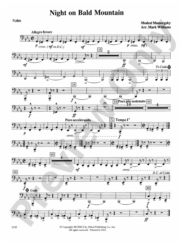 Night on Bald Mountain: Tuba: Tuba Part - Digital Sheet Music Download