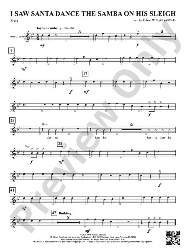 I Saw Santa Dance the Samba on His Sleigh: 1st Flute: 1st Flute Part ...