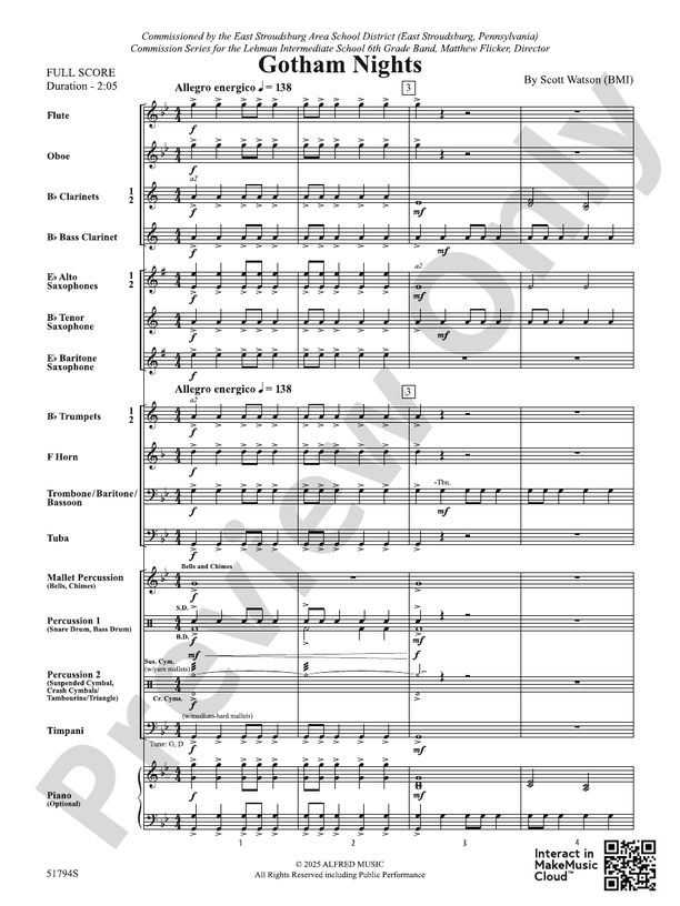 Gotham Nights: Score: Concert Band Score - Digital Sheet Music Download