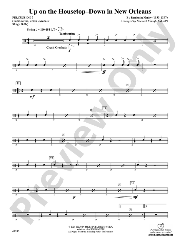 Up on the Housetop--Down in New Orleans: 2nd Percussion: 2nd Percussion ...