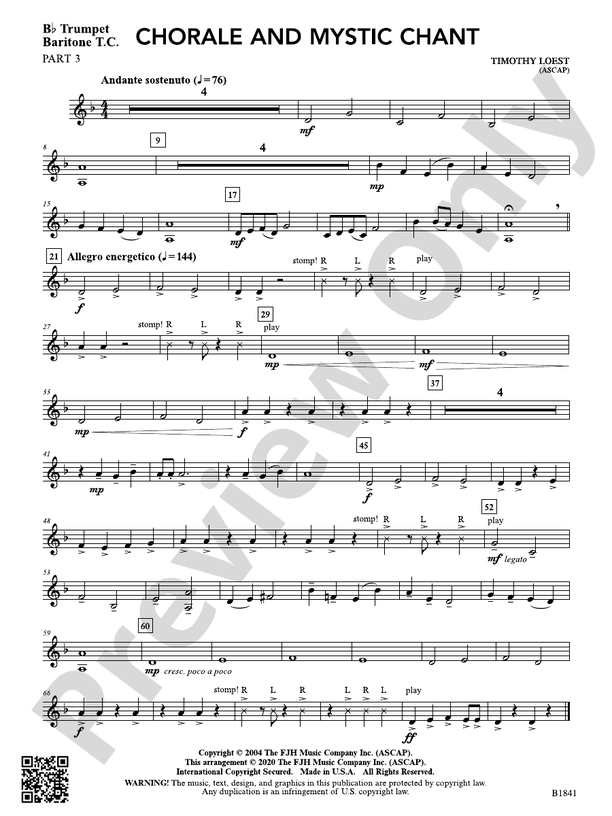 Chorale and Mystic Chant: Part 3 - B-flat Trumpet / Baritone T.C.: Part 3 - B-flat Trumpet ...