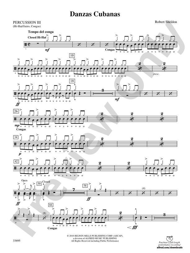 Danzas Cubanas: 3rd Percussion: 3rd Percussion Part - Digital Sheet Music Download