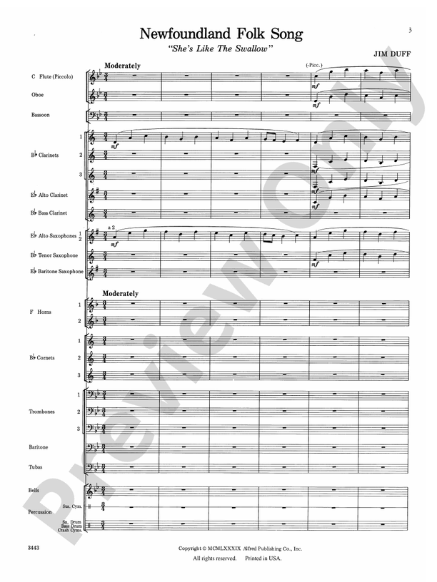 Newfoundland Folk Song: Score: Concert Band Score - Digital Sheet Music ...