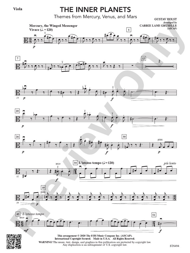 The Inner Planets (Themes from Mercury, Venus and Mars): Viola: Viola ...