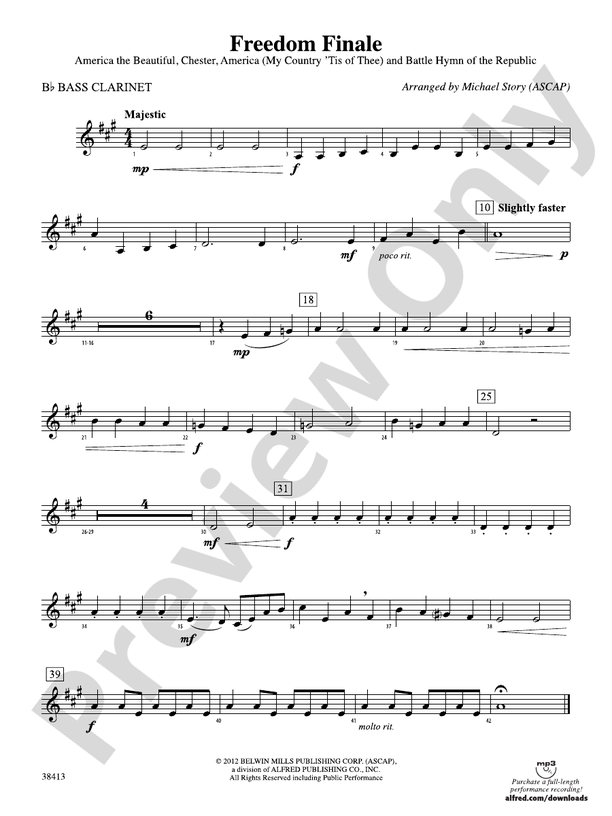 Freedom Finale: B-flat Bass Clarinet: B-flat Bass Clarinet Part ...
