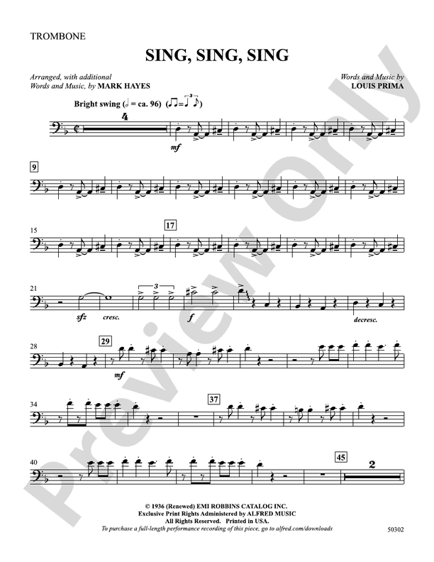Sing, Sing, Sing: 1st Trombone: 1st Trombone Part - Digital Sheet Music Download