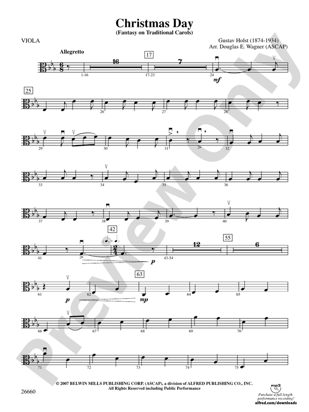 Christmas Day: Viola: Viola Part - Digital Sheet Music Download