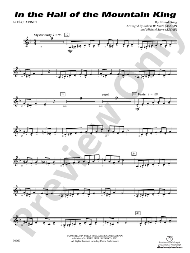In the Hall of the Mountain King: 1st B-flat Clarinet: 1st B-flat ...