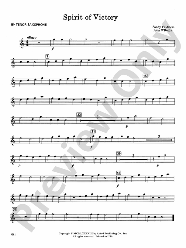 Spirit of Victory: B-flat Tenor Saxophone: B-flat Tenor Saxophone Part ...