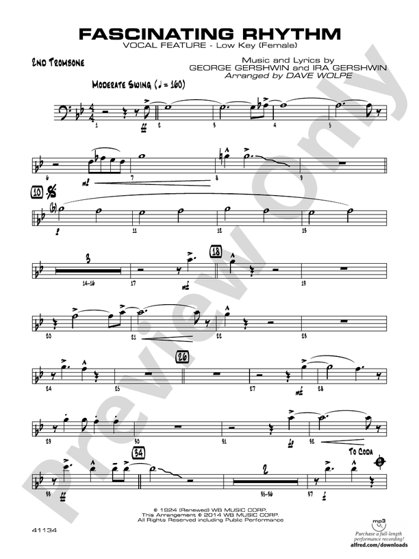 Fascinating Rhythm: 2nd Trombone: 2nd Trombone Part - Digital Sheet Music Download