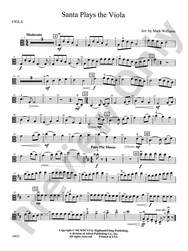 Santa Plays the Viola: Viola: Viola Part - Digital Sheet Music Download