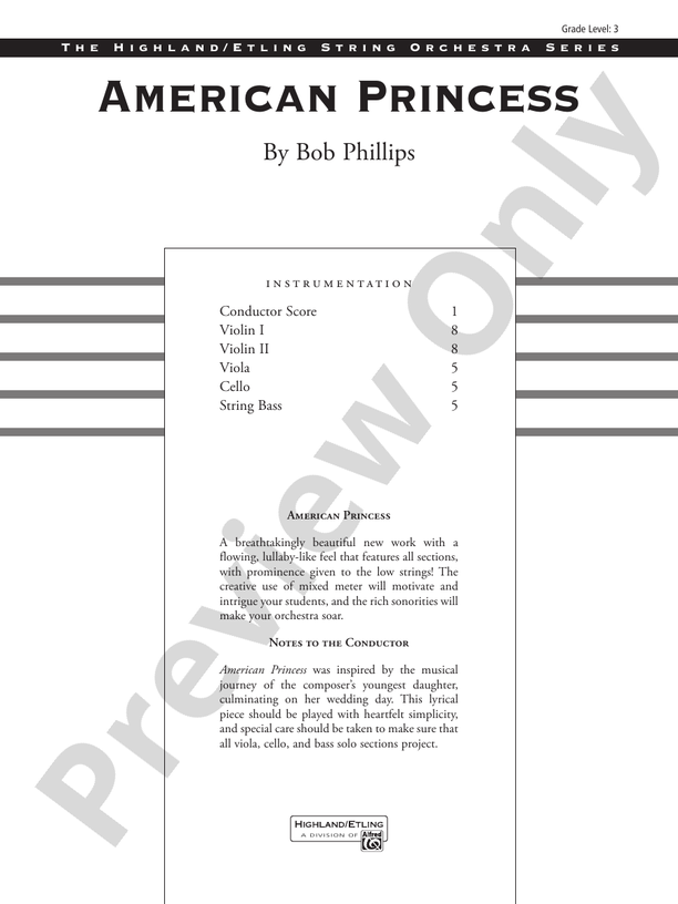 American Princess: Score: String Orchestra Score - Digital Sheet Music ...
