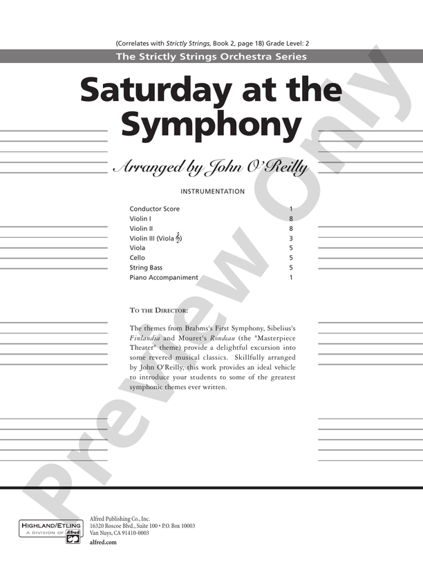 Saturday at the Symphony: Score: String Orchestra Score - Digital Sheet ...
