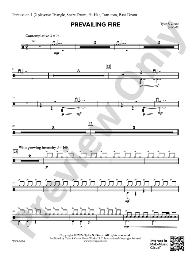 Prevailing Fire: 1st Percussion: 1st Percussion Part - Digital Sheet ...