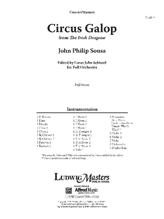Circus Galop: Full Orchestra Conductor Score: John Philip Sousa | Sheet ...