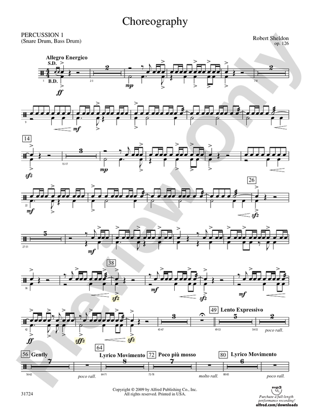 Choreography: 1st Percussion: 1st Percussion Part - Digital Sheet Music ...