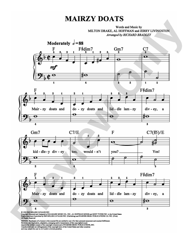 Mairzy Doats: Easy Piano: Milton Drake - Digital Sheet Music Download