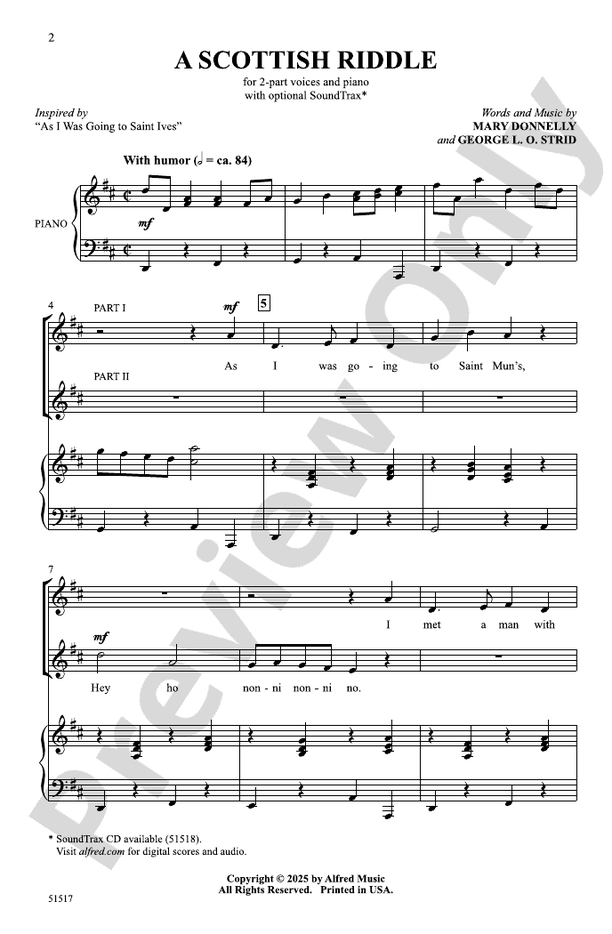 A Scottish Riddle: 2-Part Choral Octavo: Mary Donnelly - Digital Sheet ...