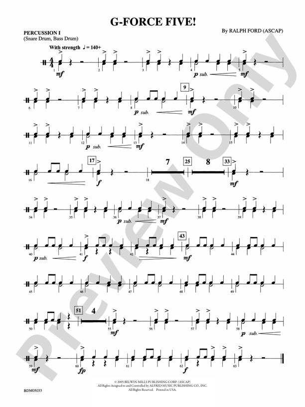 G-Force Five!: 1st Percussion: 1st Percussion Part - Digital Sheet ...