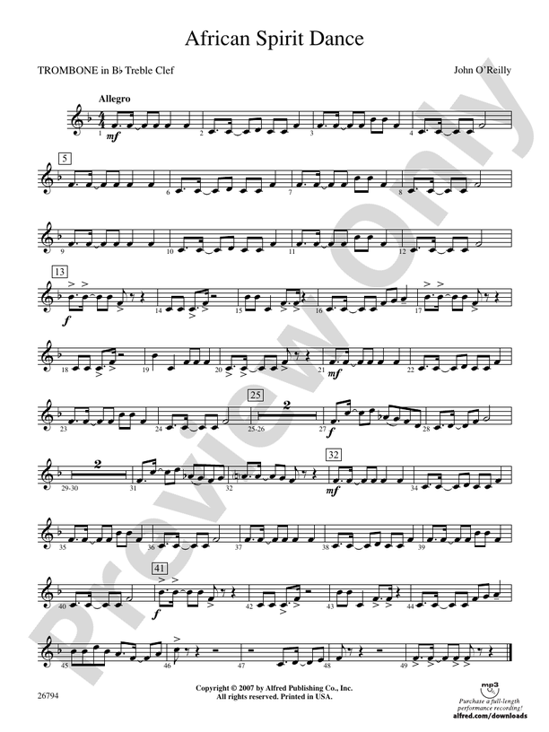 African Spirit Dance: (wp) 1st B-flat Trombone T.C.: (wp) 1st B-flat ...