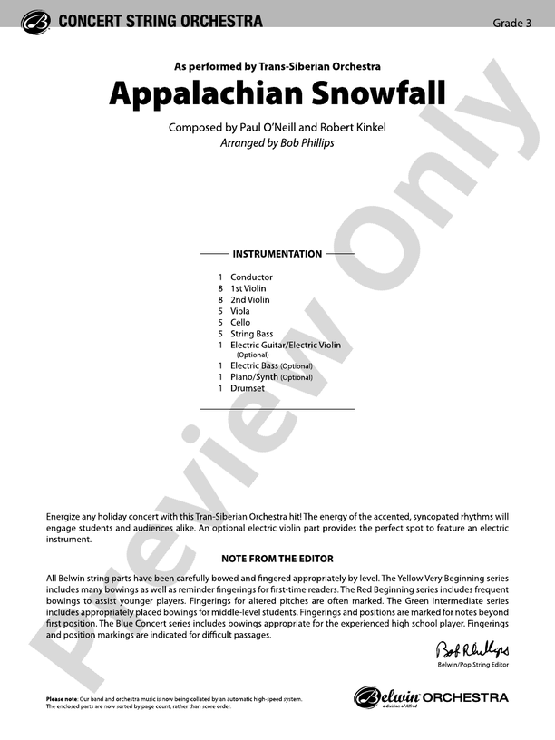 Appalachian Snowfall: Score: String Orchestra Score - Digital Sheet ...