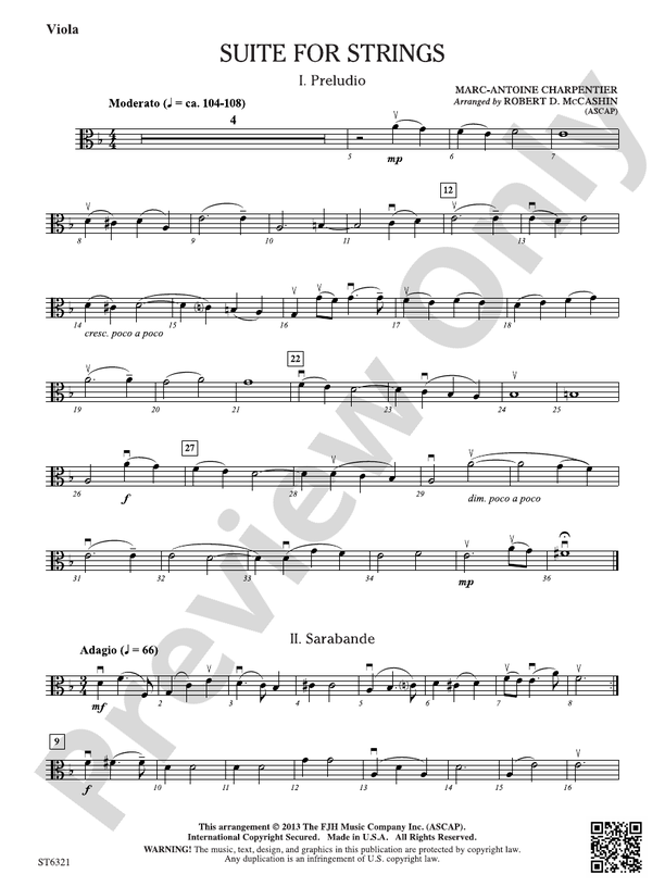 Suite for Strings: Viola: Viola Part: Marc Antoine Charpentier ...