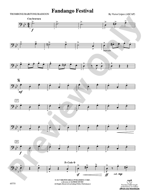 Fandango Festival: 1st Trombone: 1st Trombone Part - Digital Sheet Music Download